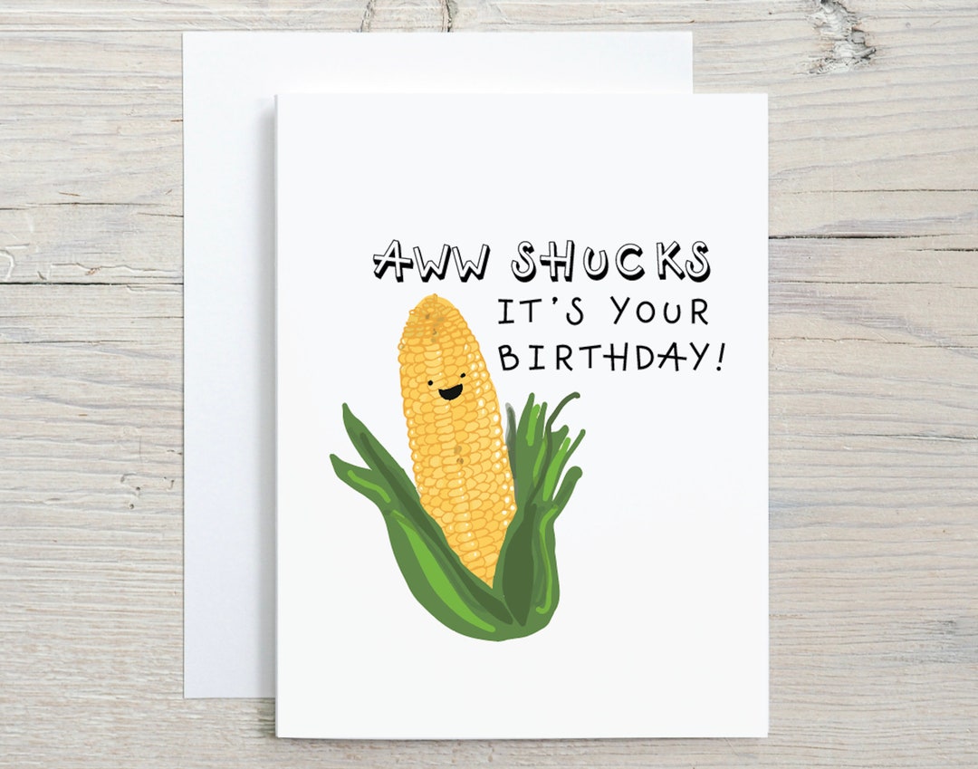 Funny Happy Birthday Pun Corn Card - Nerdy Corny Punny Card - Kid's ...