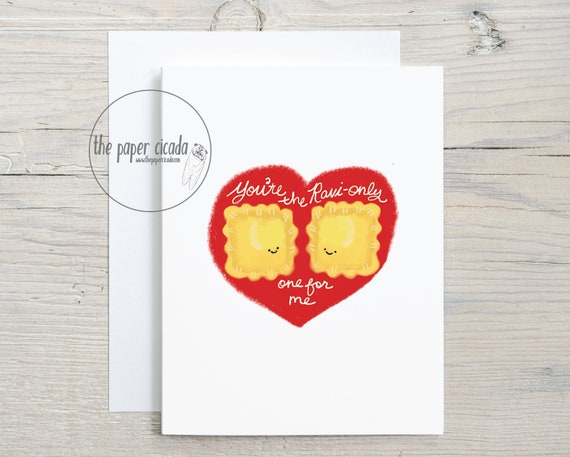 Funny Ravioli Pasta Love You Valentine Anniversary Pun Card | Etsy