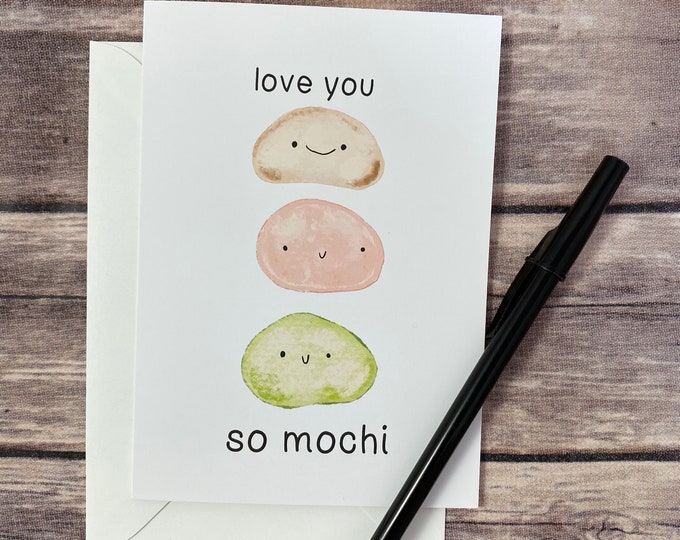 Love You so Mochi Funny Japanese Food Pun Card for - Etsy