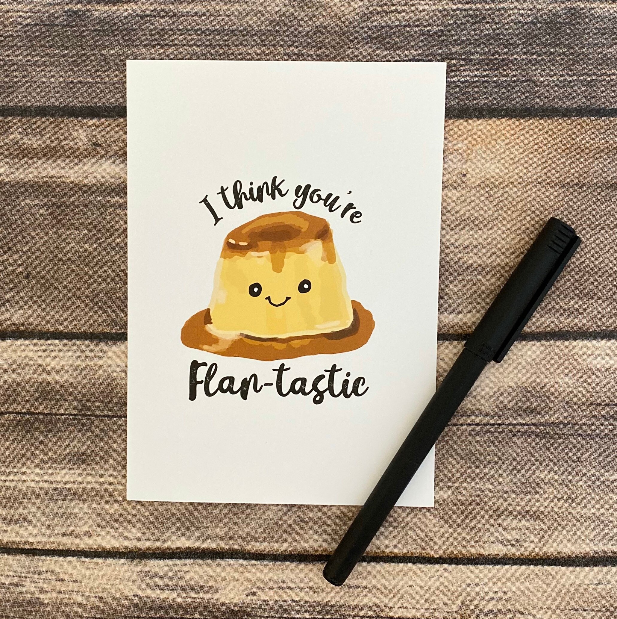 Funny Birthday Flan Pun Card anniversary Card I Love You | Etsy