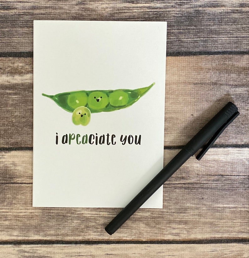 Funny I apeaciate you thank you appreciation food pun card | Etsy