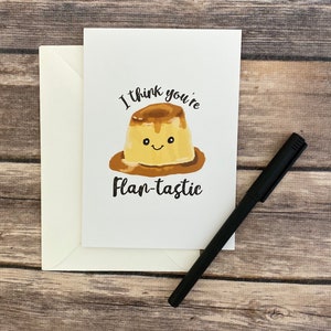 Funny Birthday Flan Pun Card anniversary Card I Love You | Etsy