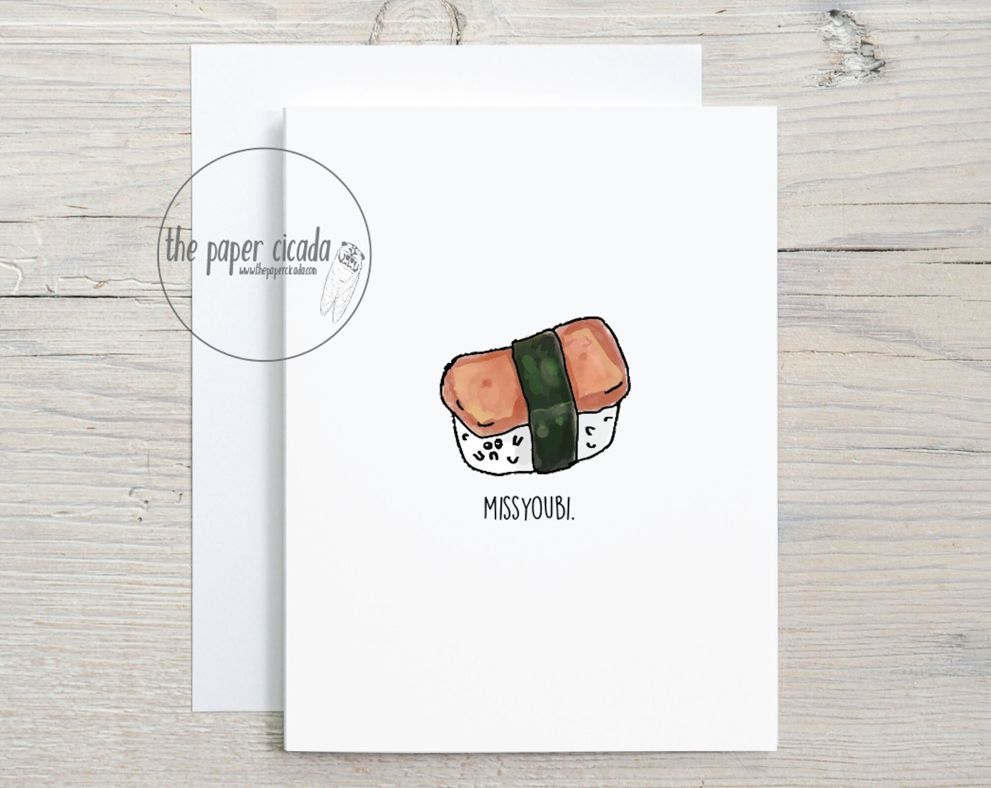 Funny Long Distance Spam Musubi Miss You Card Thinking of - Etsy