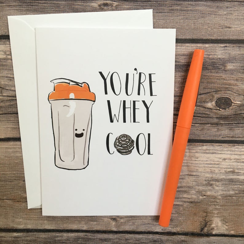 Whey Cool Protein Shaker Fitness Love Birthday Card for Friend | Etsy