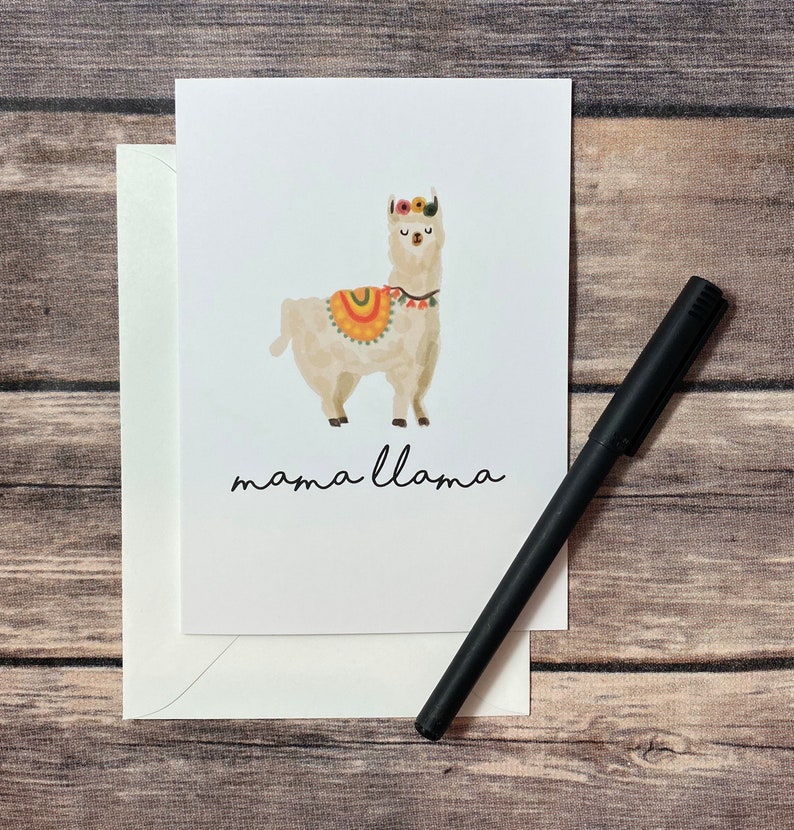 Cute Mama Llama Mother's Day Card Mom Birthday Card - Etsy
