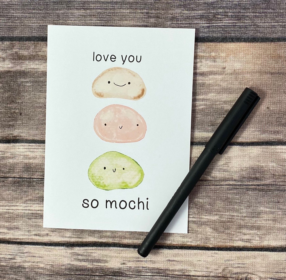 Love You so Mochi Funny Japanese Food Pun Card for | Etsy