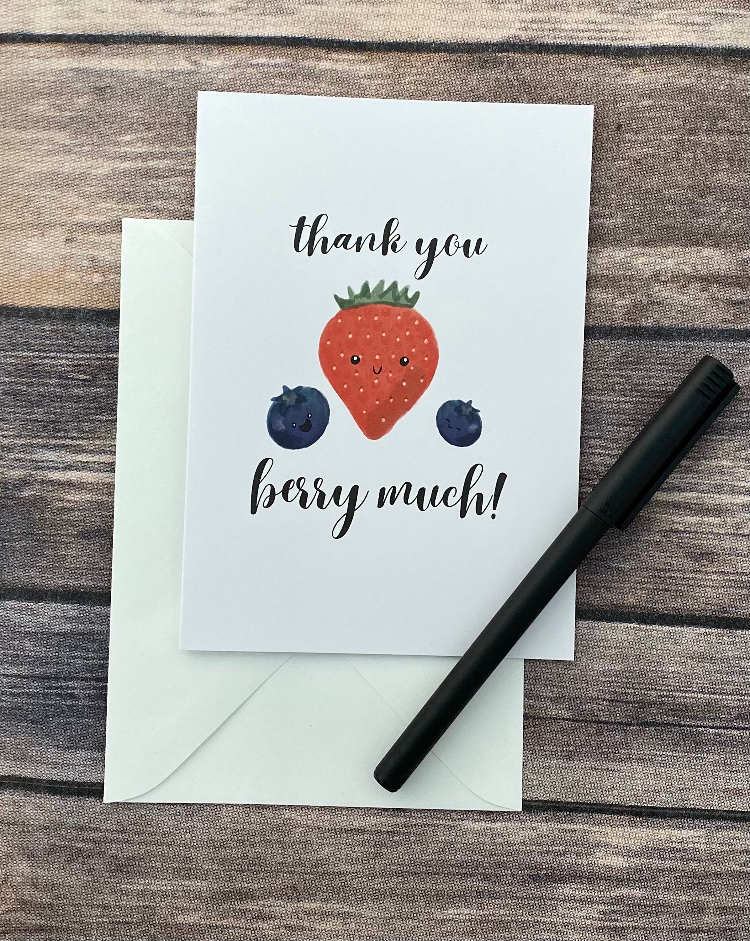 Thank You Very Berry Much Funny Pun Card Pun Appreciation - Etsy