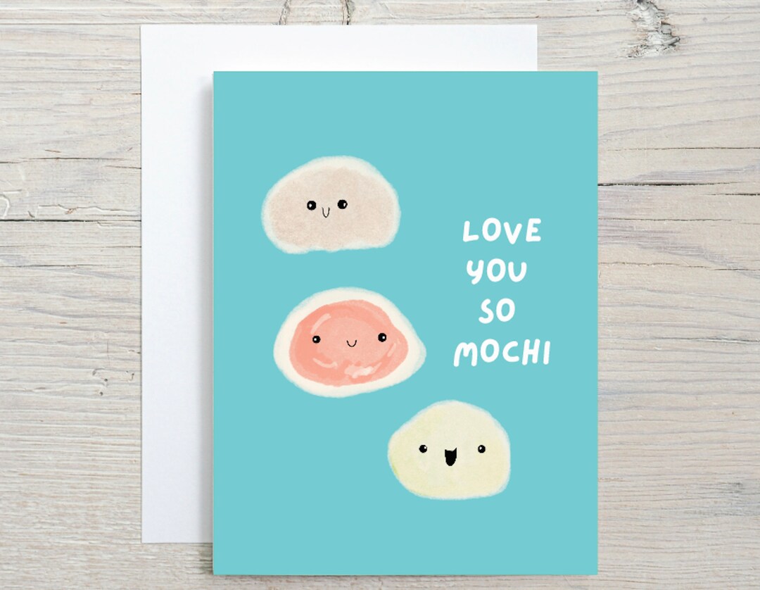 Love You so Mochi Funny Japanese Food Pun Card for Valentine's Day ...