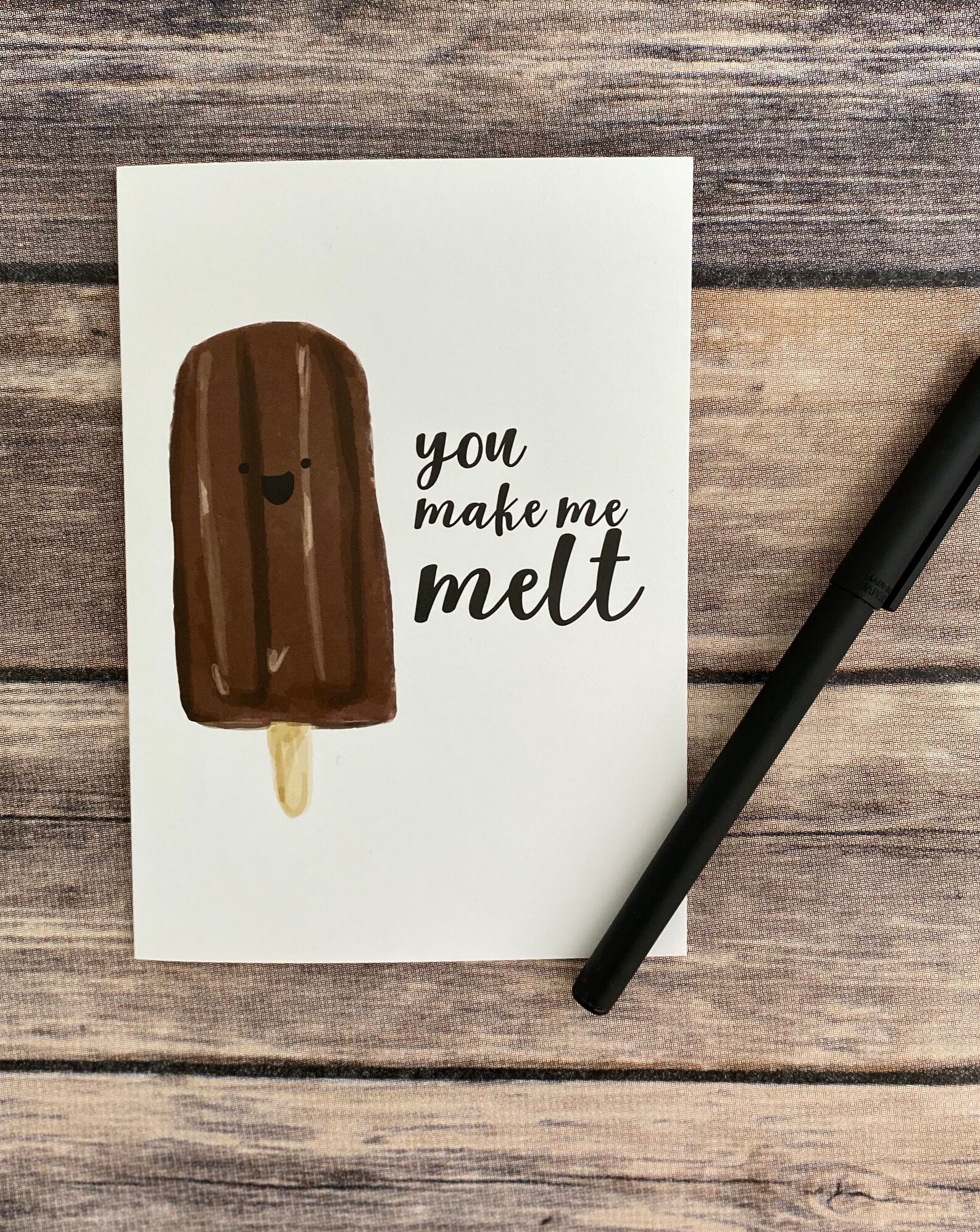 Funny food pun You Make me Melt Chocolate popsicle ice cream | Etsy