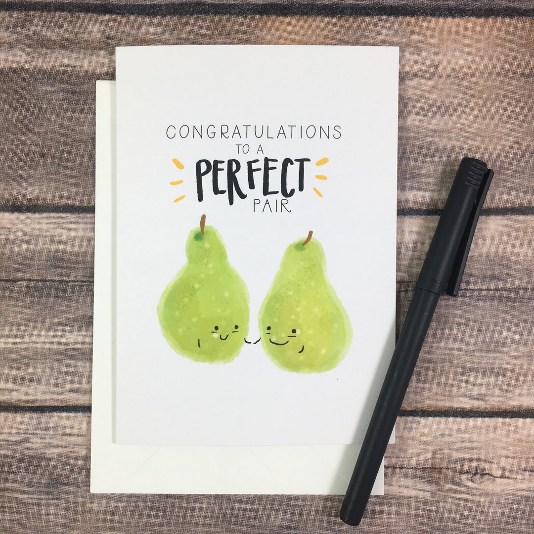 Funny Congratulations to a Perfect Pair Pear Food Pun - Etsy