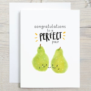 Funny Congratulations to a Perfect Pair Pear Food Pun Engagement Card ...