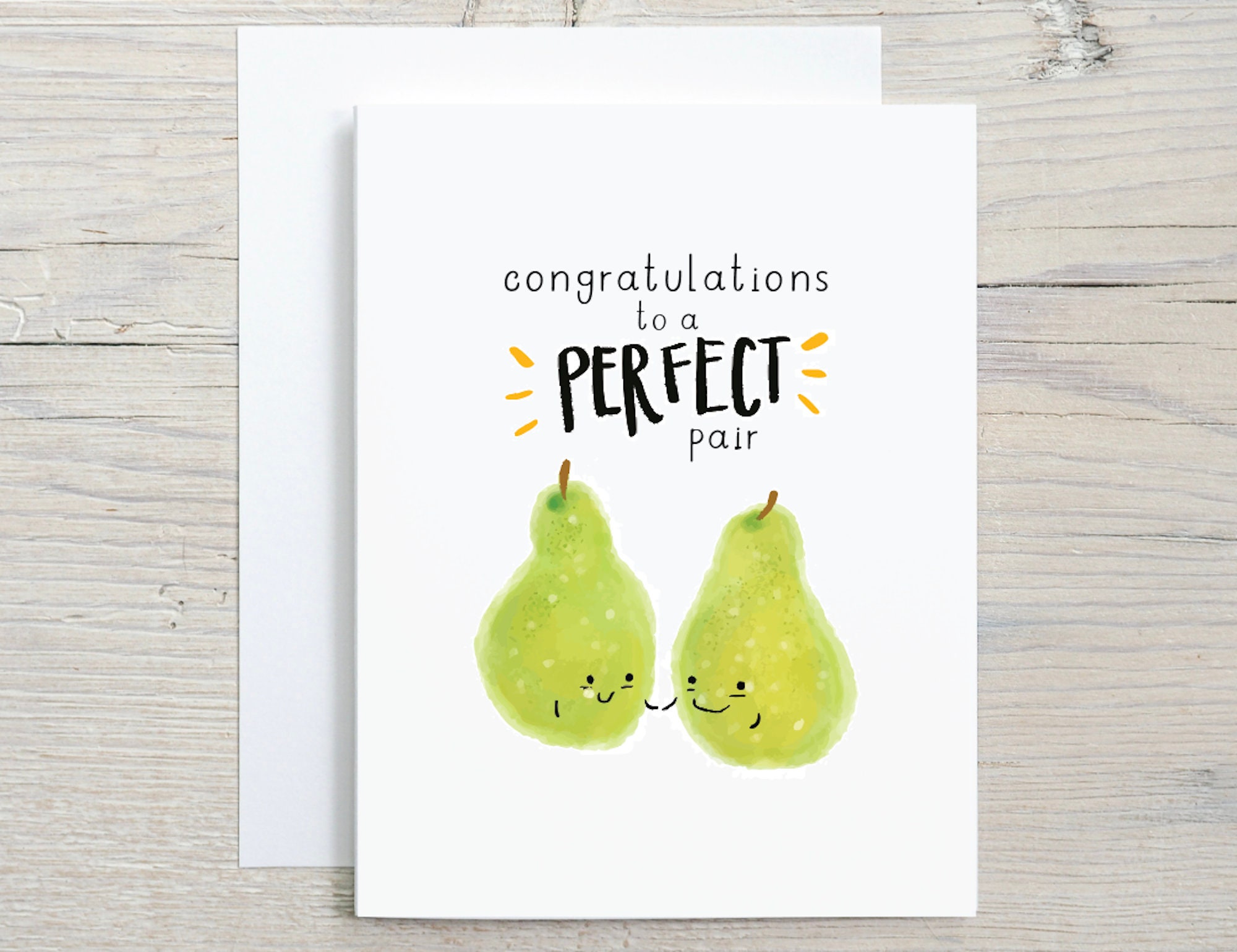 Funny Congratulations to a Perfect Pair Pear Food Pun Engagement Card ...