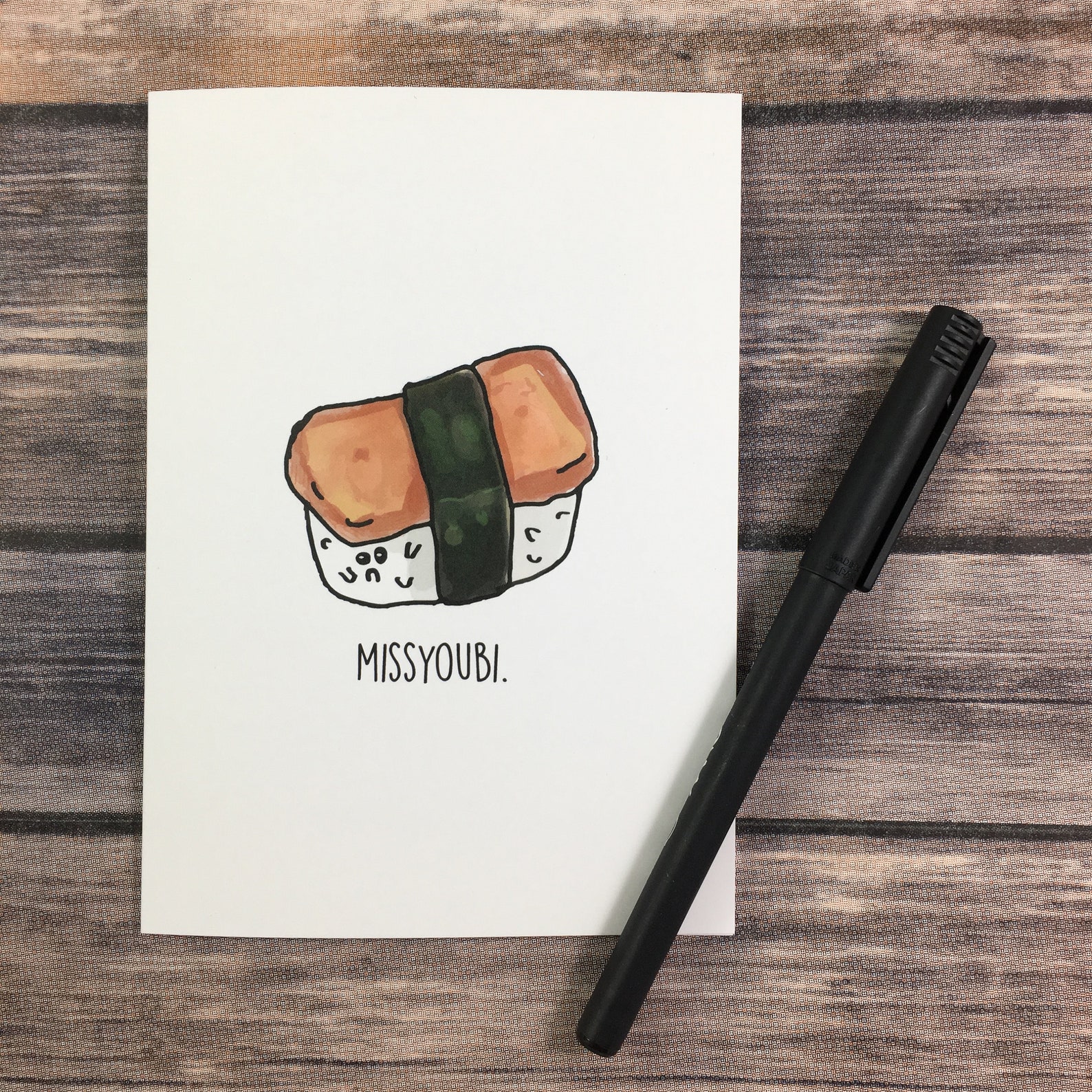 Funny Long Distance Spam Musubi Miss You Card Thinking of - Etsy