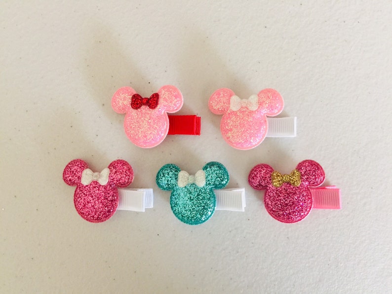 Fully lined baby hair clips mini hair clips Minnie Mouse | Etsy