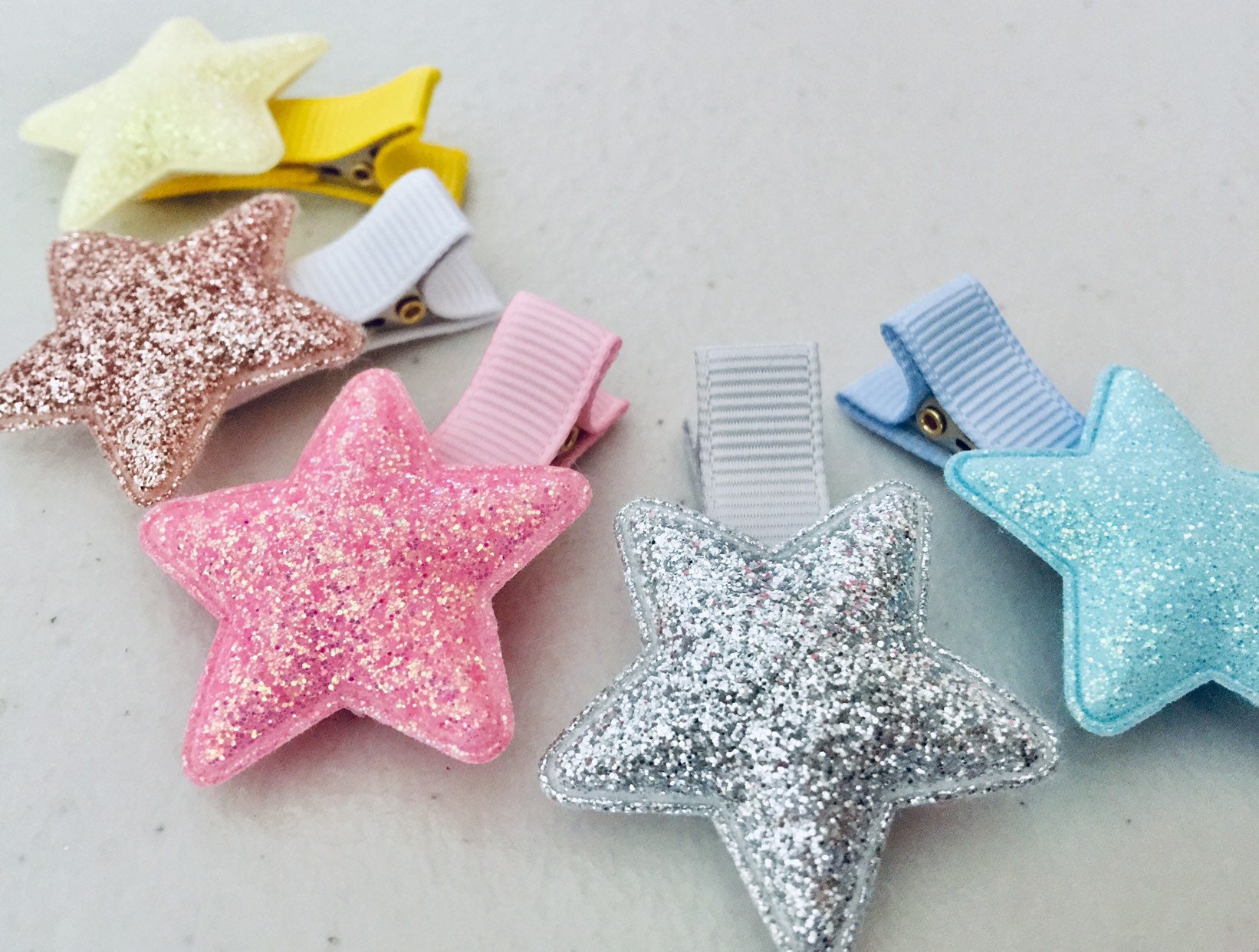Fully Lined Baby Hair Clips Mini Hair Clips Star Hair Clips Glitter ...