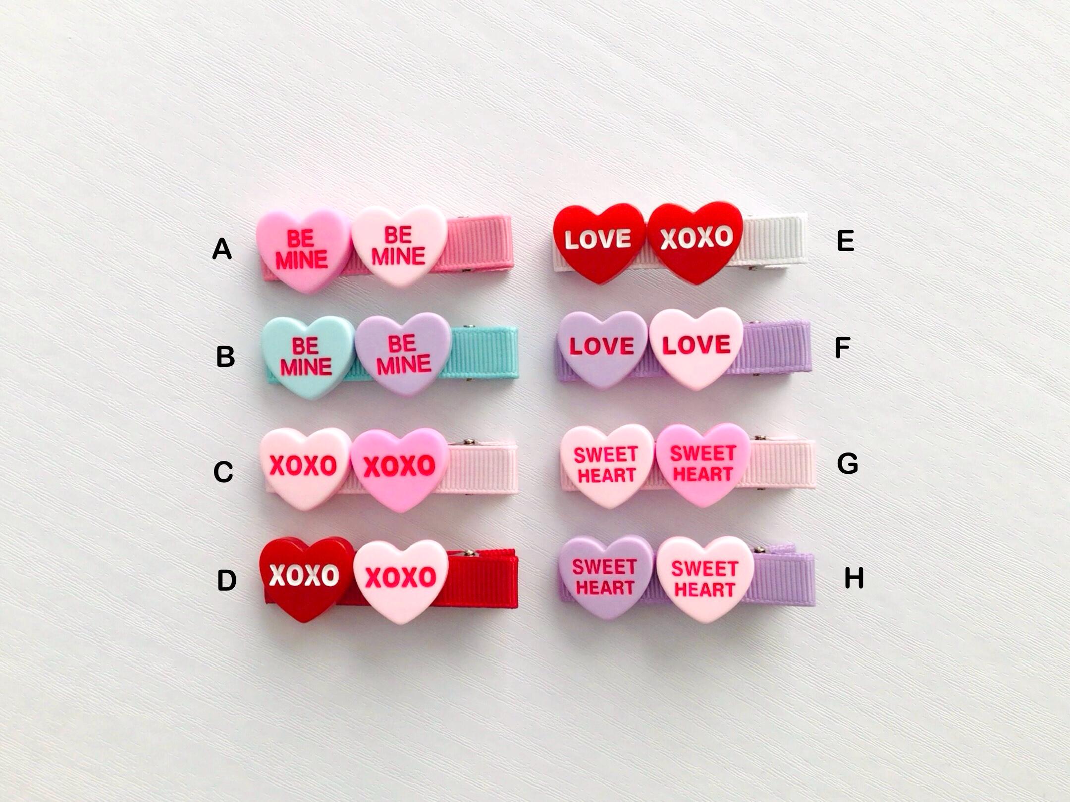 Valentine’s Day Hair Clip Conversation Heart Hair Clip Girls Heart Hair ...