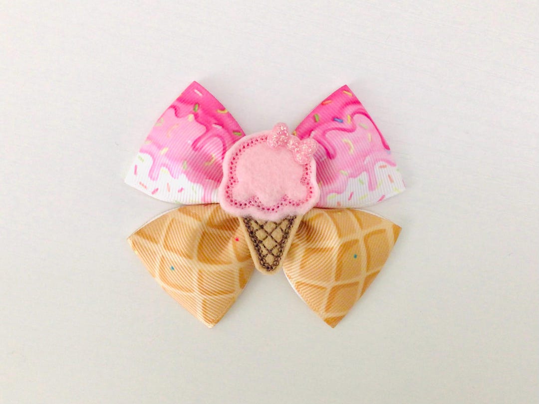 Ice Cream Hair Bow Girls Hair Bow Toddler Birthday Hair Bow Summer Hair ...