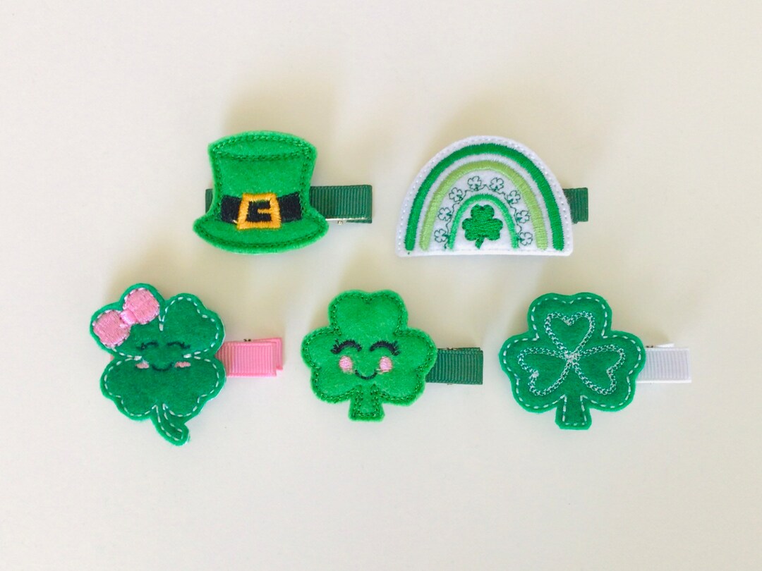 St. Patrick’s Day Hair Clips Shamrock Hair Clips Feltie Hair Clips Baby ...