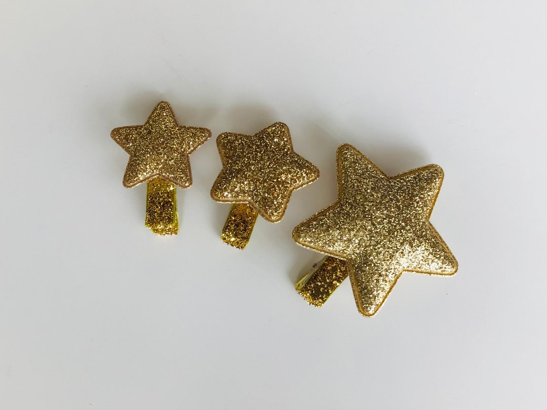 Fully Lined Hair Clips Glitter Gold Star Hair Clip Baby Hair Clips ...