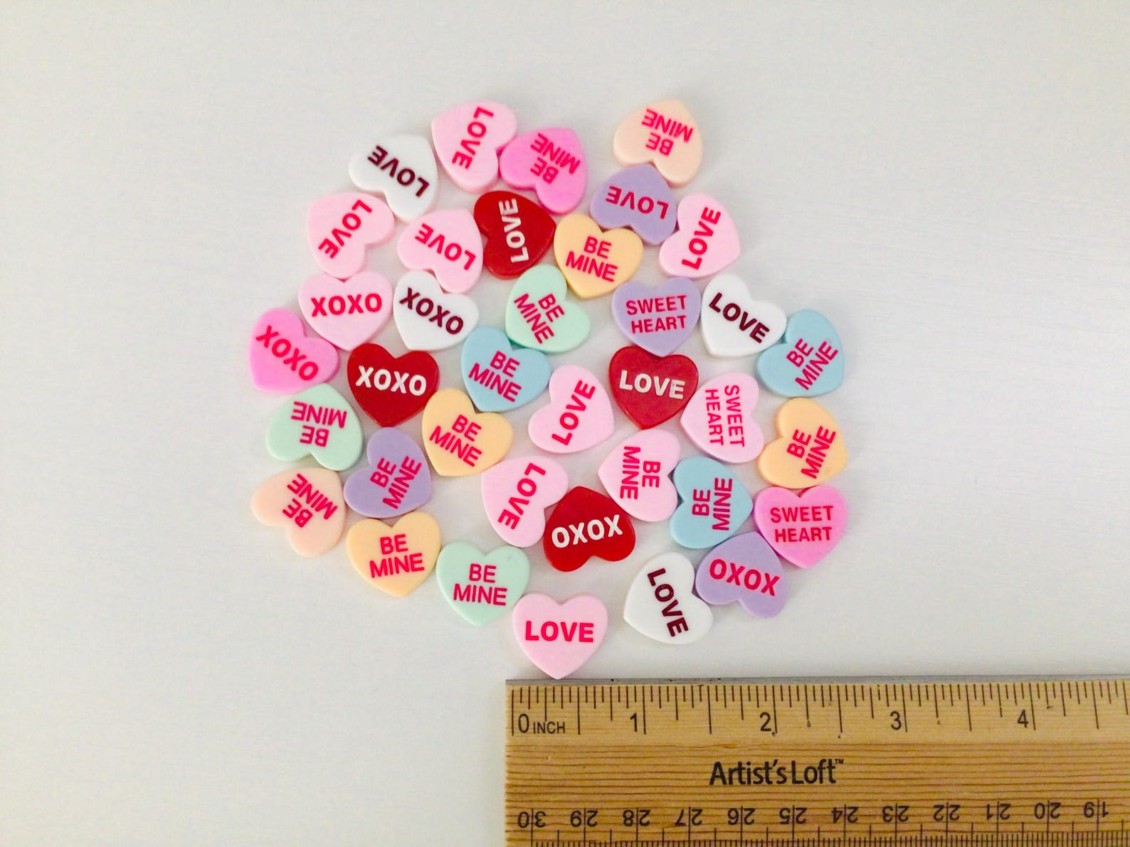 20 Pcs Conversation Heart Flat Back Resins Heart Charms Mini Heart ...