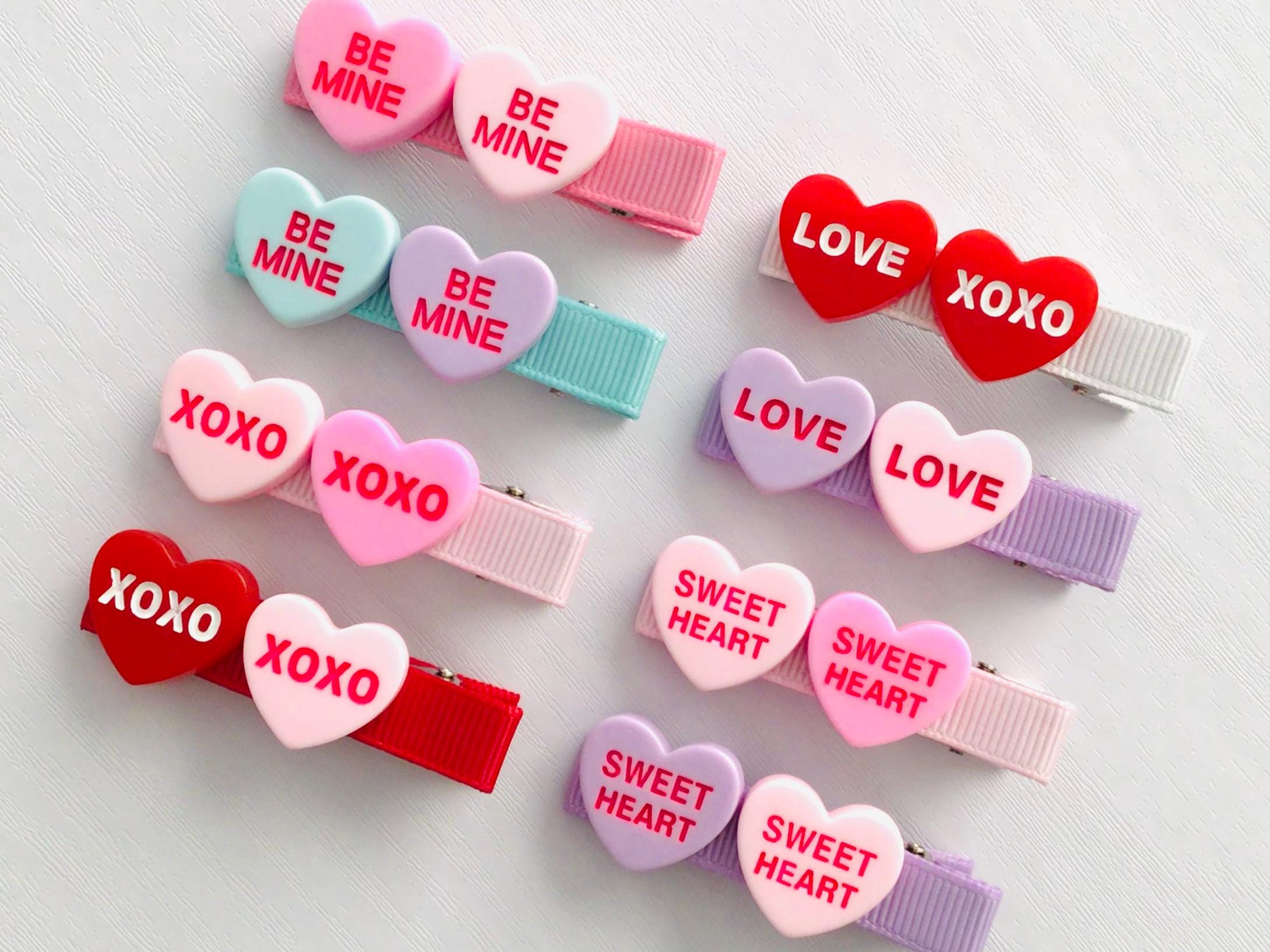 Valentine’s Day Hair Clip Conversation Heart Hair Clip Girls Heart Hair ...