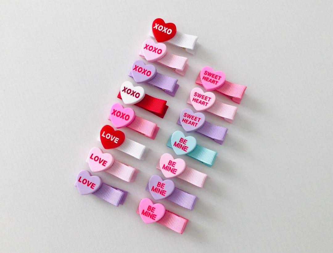 Valentine’s Day Hair Clip Valentine Conversation Heart Hair Clip Baby ...