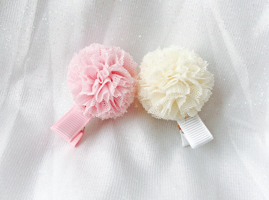 Fully Lined Baby Hair Clips Pompom Hair Clips Mini Hair Clips Infant ...