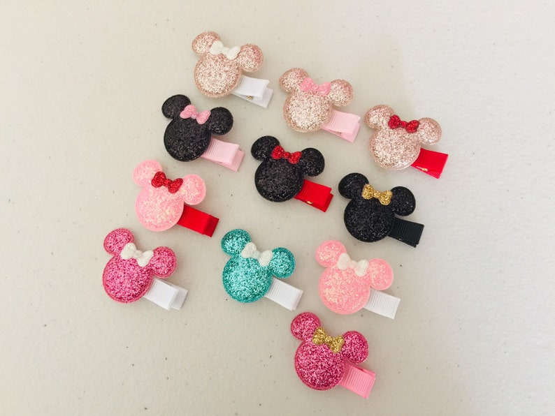 Fully lined baby hair clips mini hair clips Minnie Mouse | Etsy