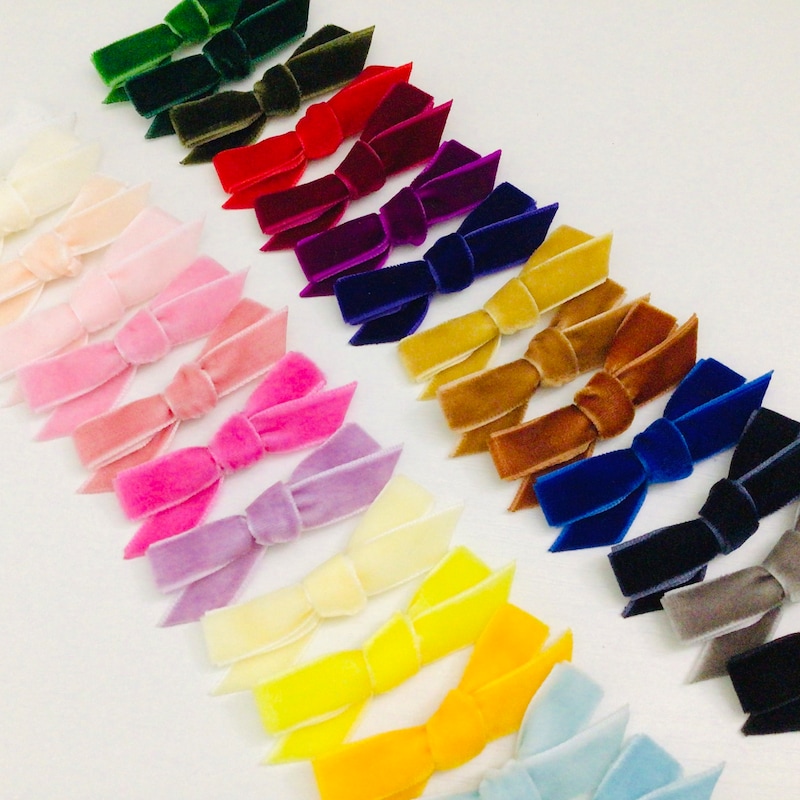 White Mini Velvet Bows - Etsy