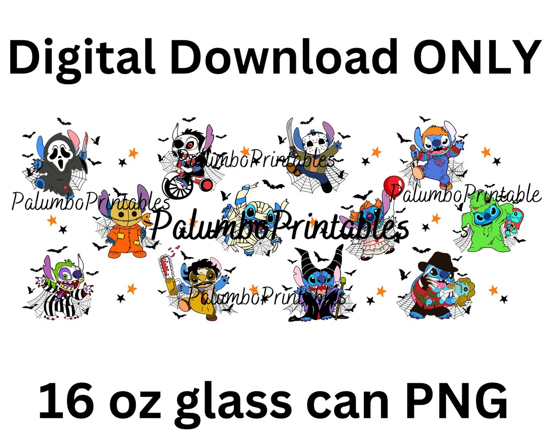 Halloween Stitch PNG| Sublimation| Can Wrap| Glass Can| Horror| Spooky ...