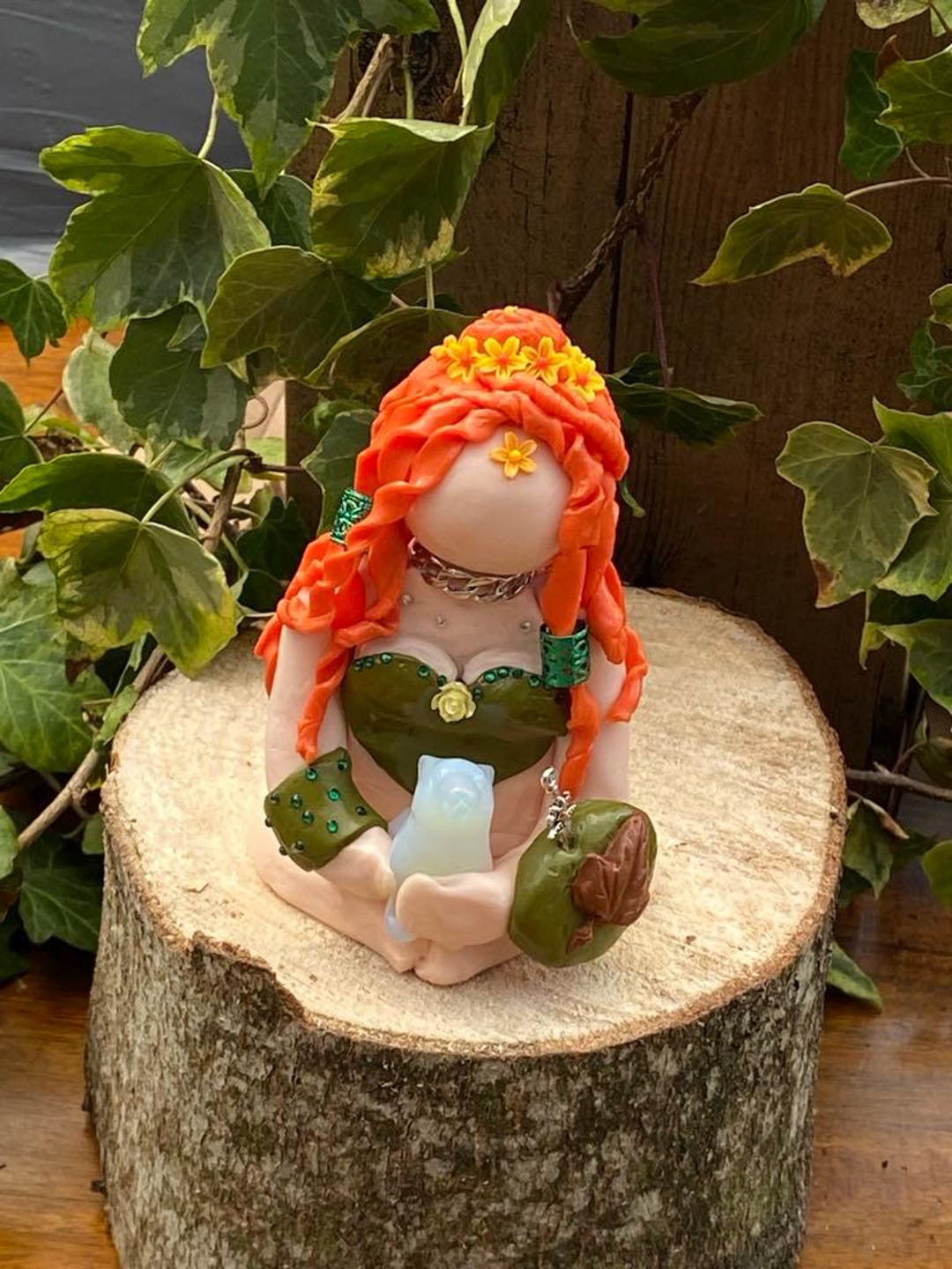 Fairycore Shieldmaiden Goddess Handmade in Clay. Pagan Decoration Altar ...