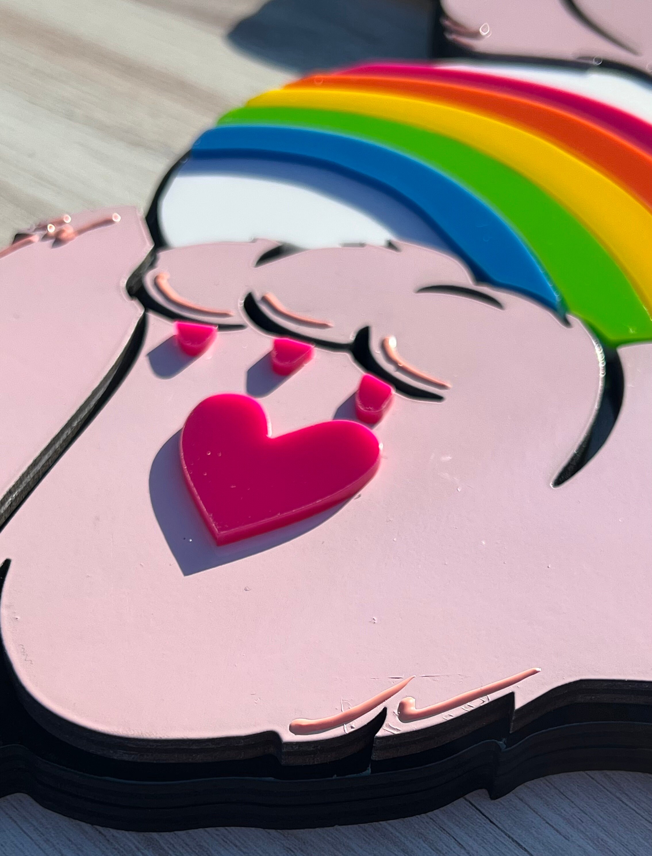 Custom Care Bear Cheer Bear Plaque: Handmade Birch & Acrylic - Etsy