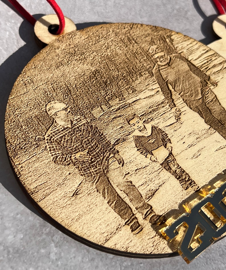Custom Photo Laser Engraved Ornament - Personalized Engraved Christmas ...