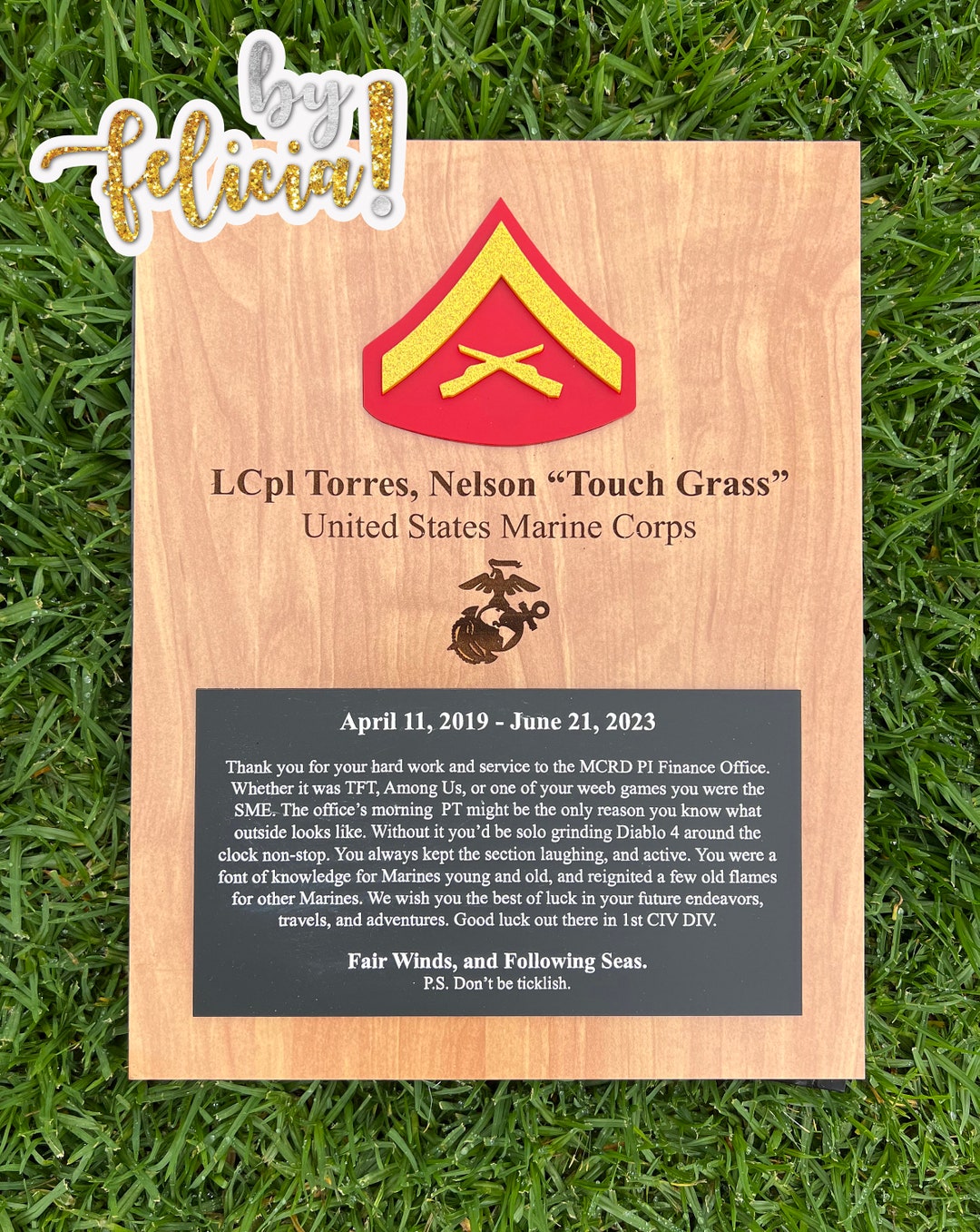 Marine Corps Plaque, Marine Corps Retirement Gift, Marine Corps Retired ...