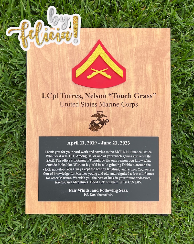 Marine Corps Plaque, Marine Corps Retirement Gift, Marine Corps Retired ...