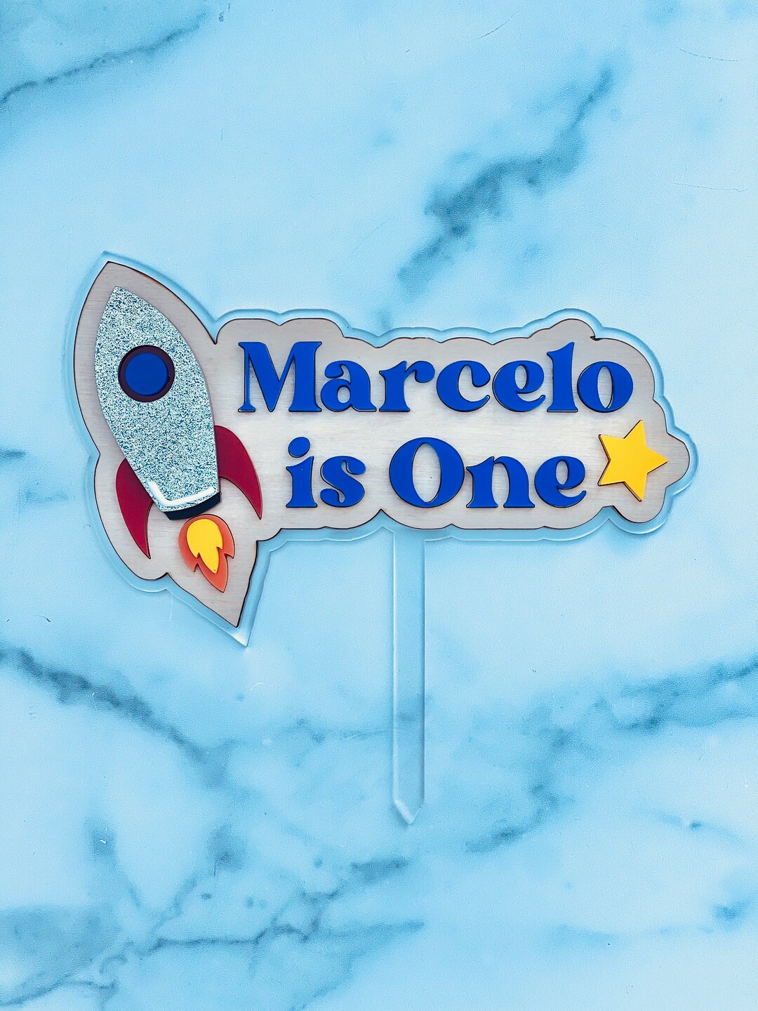 Spaceship Cake Topper, Rocket Cake Topper, Wooden Cake Topper ...