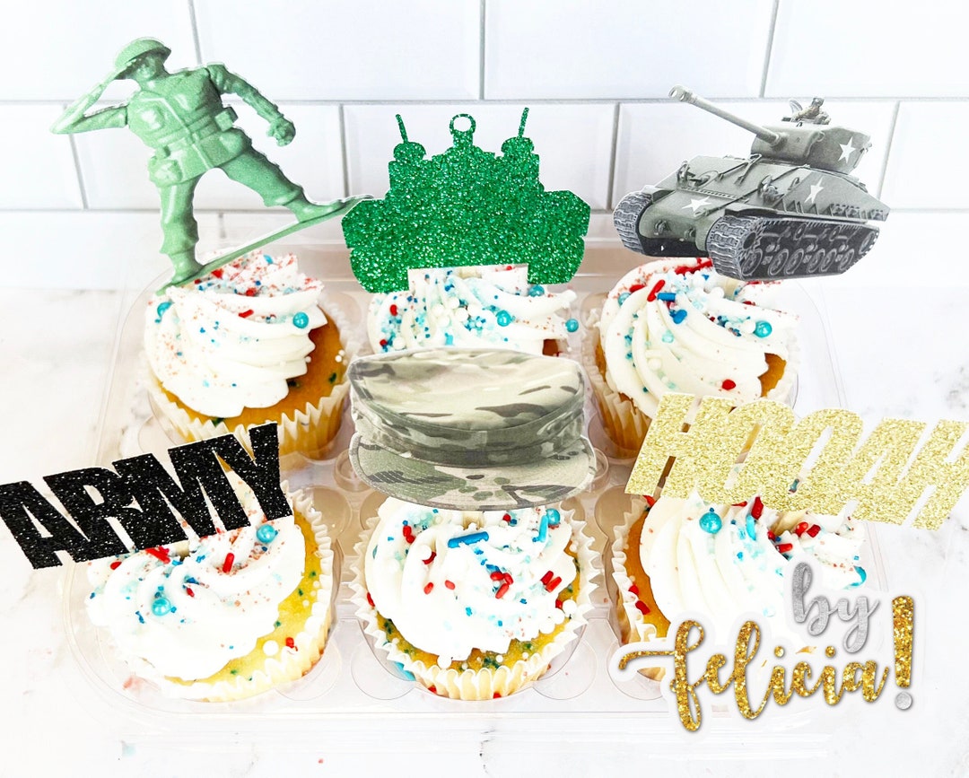 Army Cupcake Topper | Army Cake Topper | Army Party Decoration | Army ...