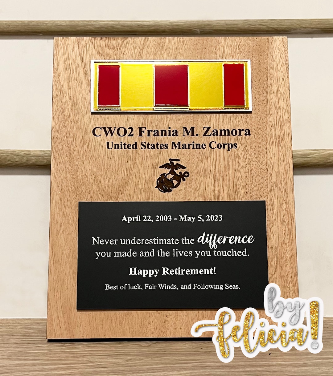 Marine Corps Plaque, Marine Corps Retirement Gift, Marine Corps Retired ...