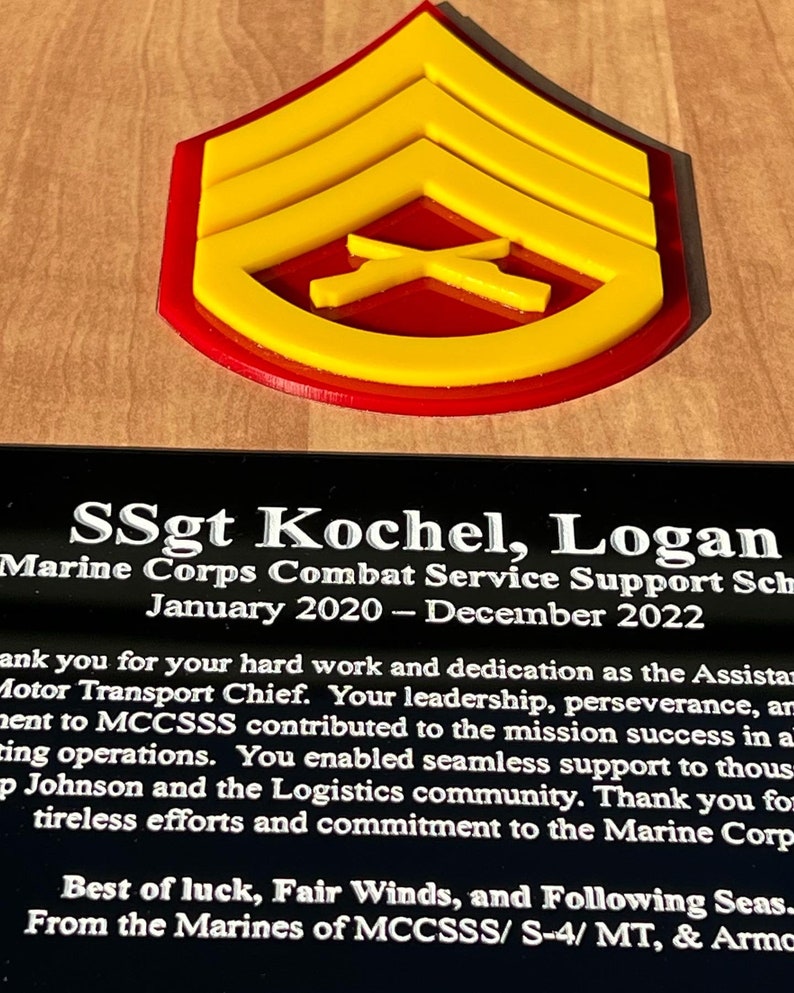 Marine Corps Plaque, Marine Corps Retirement Gift, Marine Corps Retired ...