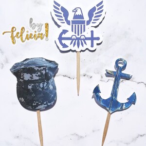 Navy Cupcake Topper | Navy Party Decoration | USN Cupcake Toppers ...