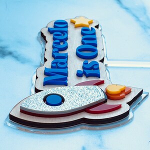 Spaceship Cake Topper, Rocket Cake Topper, Wooden Cake Topper ...