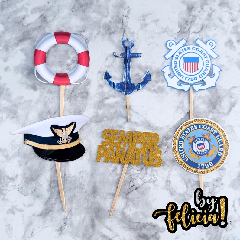 Coast Guard Cupcake Toppers, Coast Guard Cake Topper, Coast Guard Party ...