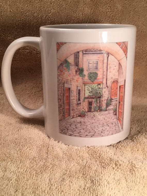 Mug With Art quaint Courtyard | Etsy