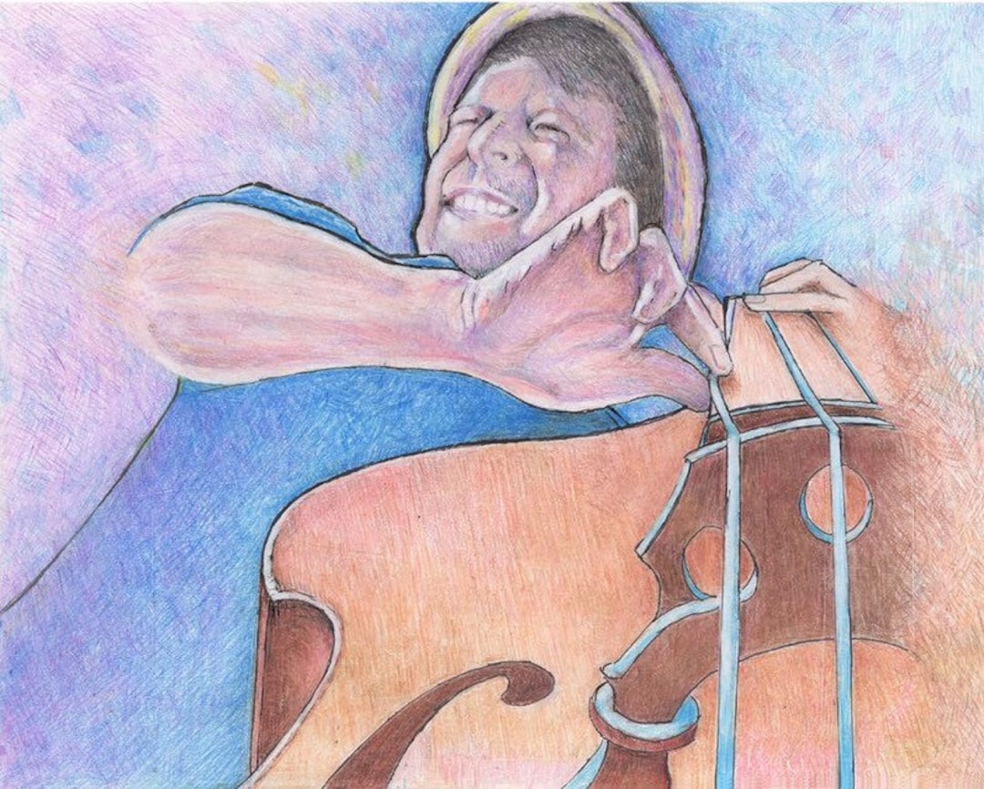 Jazzman. Upright Bass Player Colored Pencil Drawing - Etsy