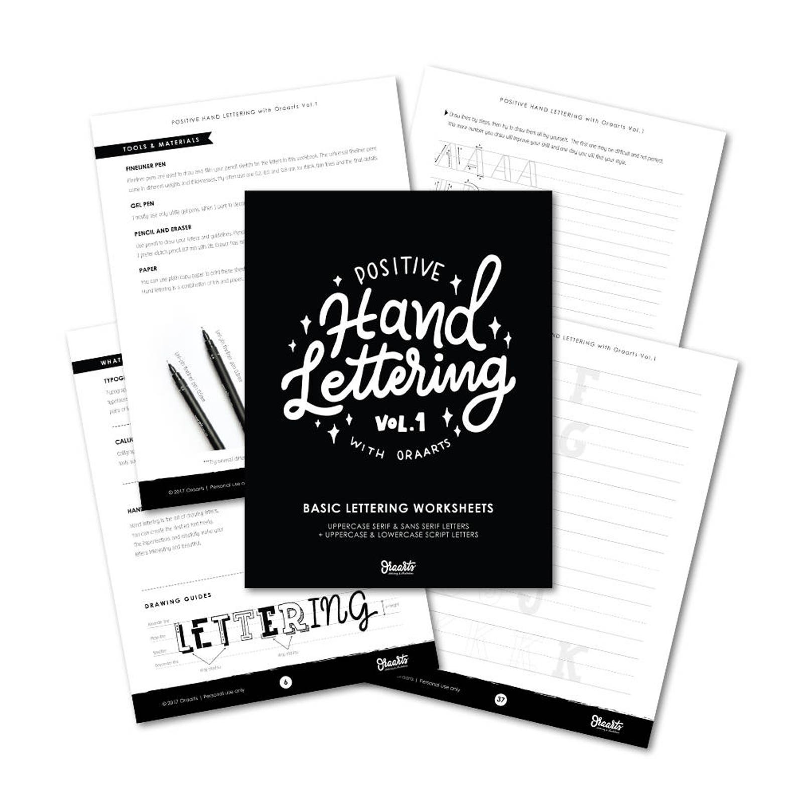 Hand Lettering Worksheets 64 Pages Basic Lettering - Etsy