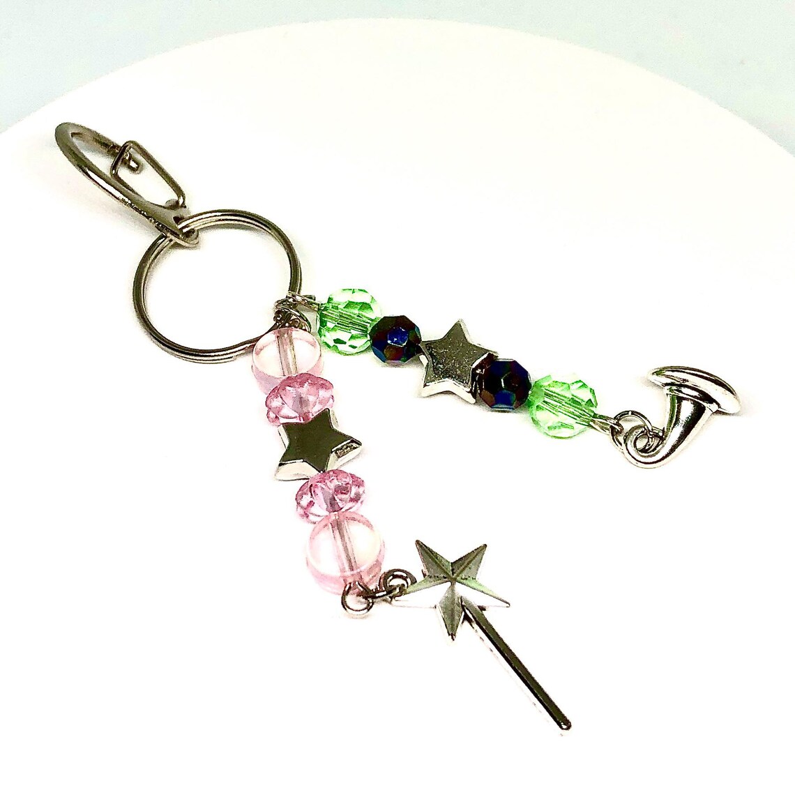 Wicked / Wicked: for Good Keychain With Pink Green Beads and Silver ...