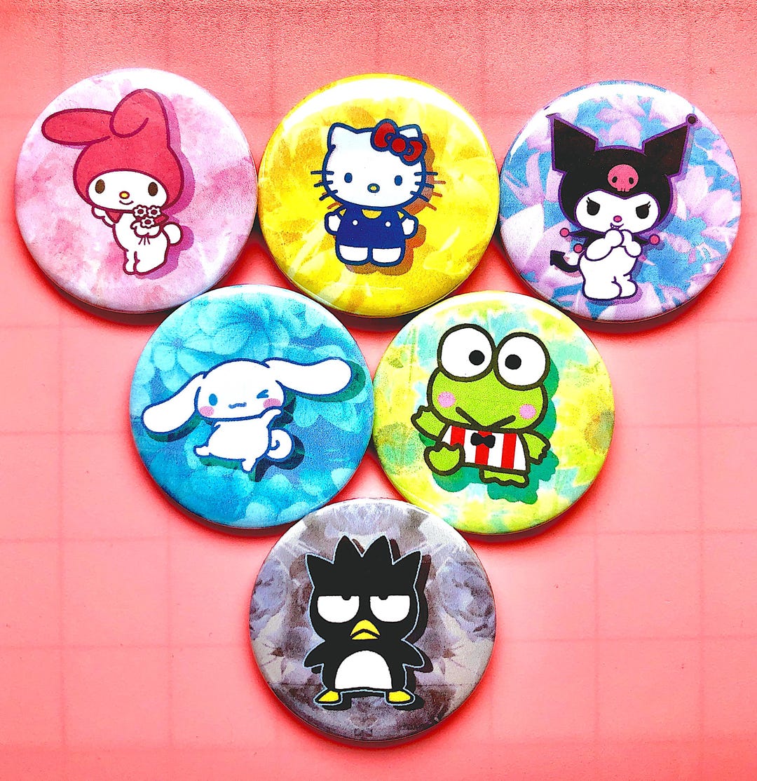 Sanrio Inspired Floral Kawaii 70mm Button Pin Badges of Hello Kitty My ...