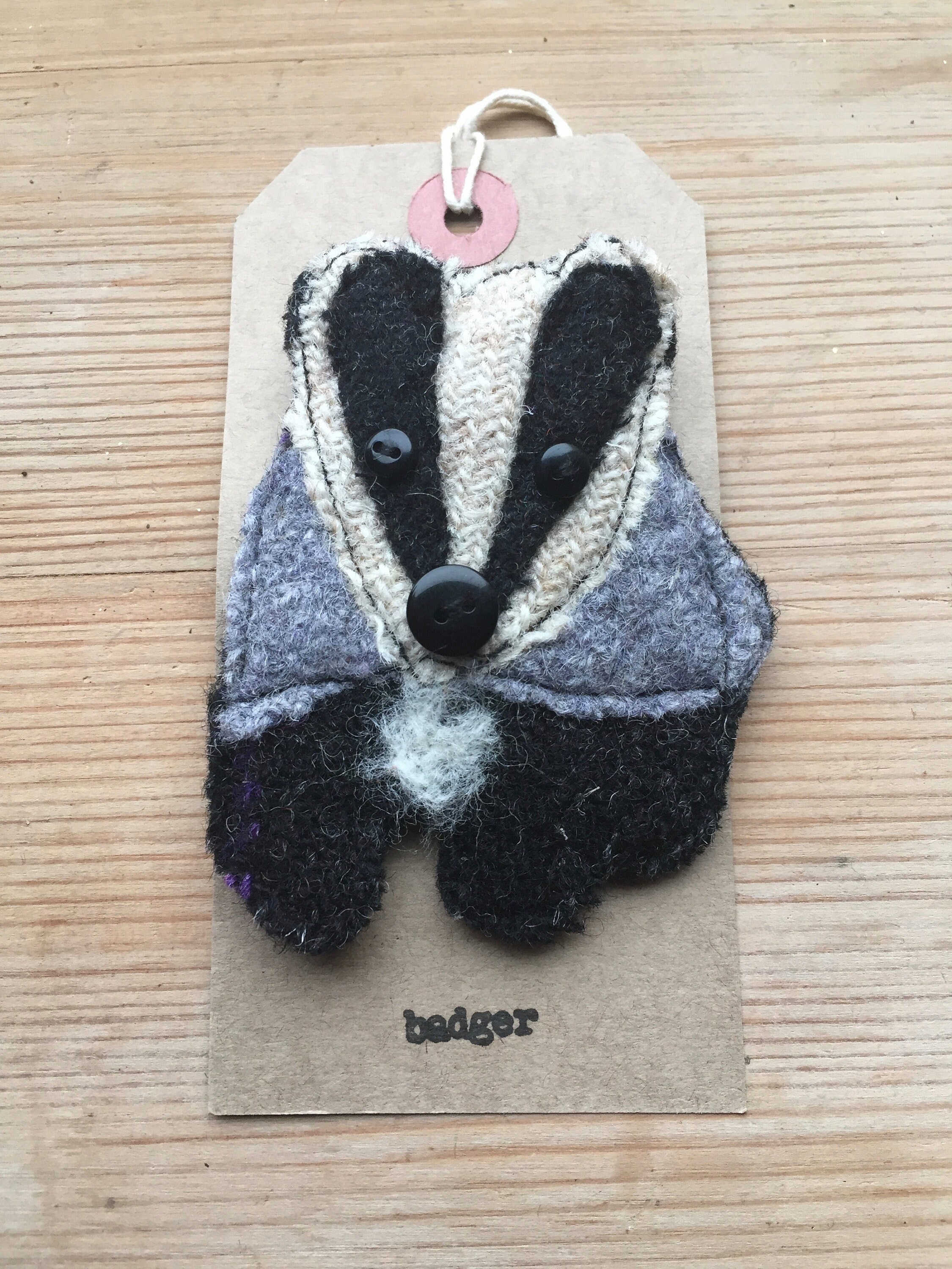 Barney Badger Brooch/ Pin. Handmade From Harris Tweed. - Etsy