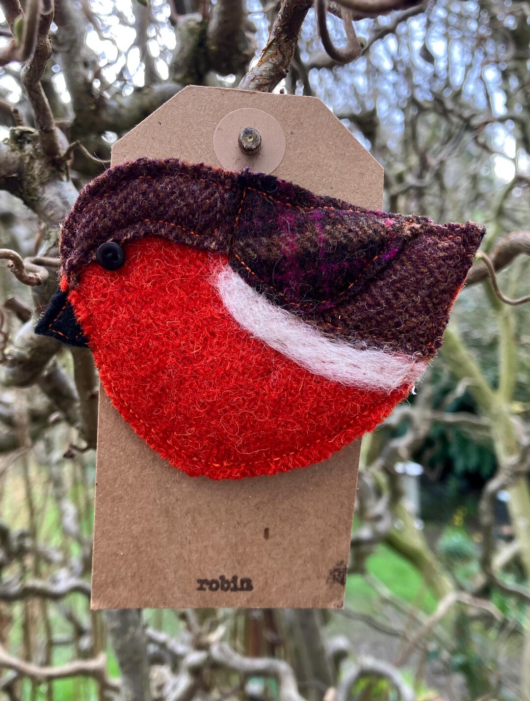 Handmade Harris Tweed Robin Brooch - Bird Pin - Etsy
