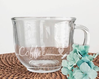 Etched glass mug | Etsy
